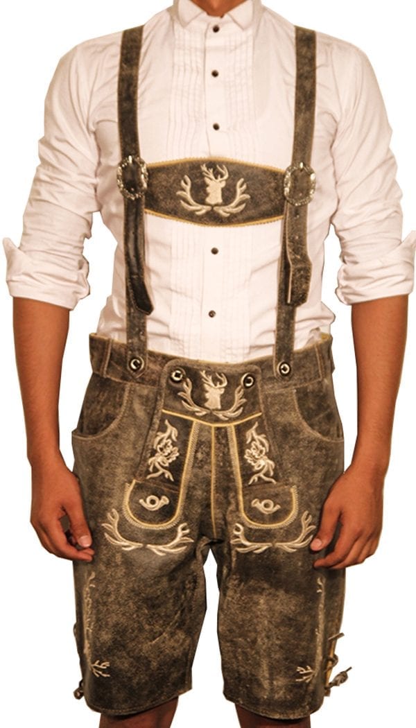 Traditional German Lederhosen Gray Slate - lederhosenforsale
